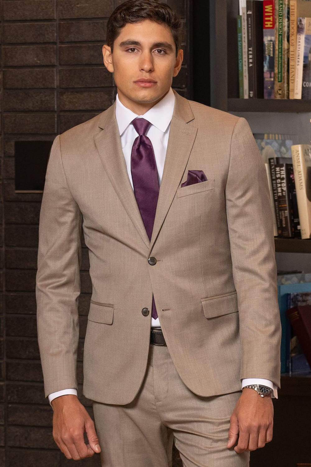 Wheat Stretch Slim Fit Suit - Belmeade Mens Wear